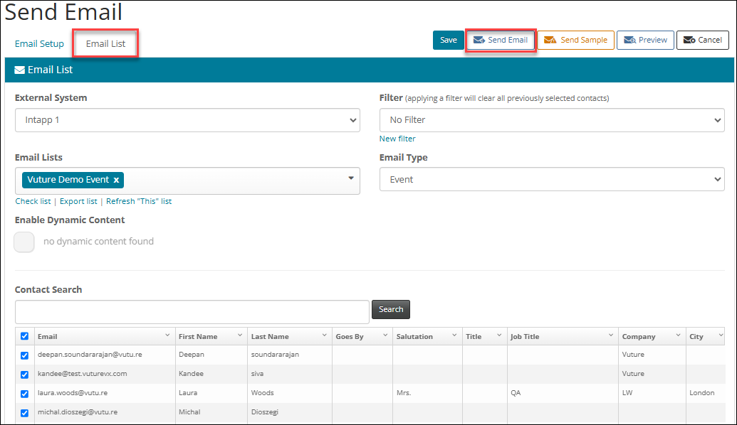 Using Intapp OnePlace to create and send an email